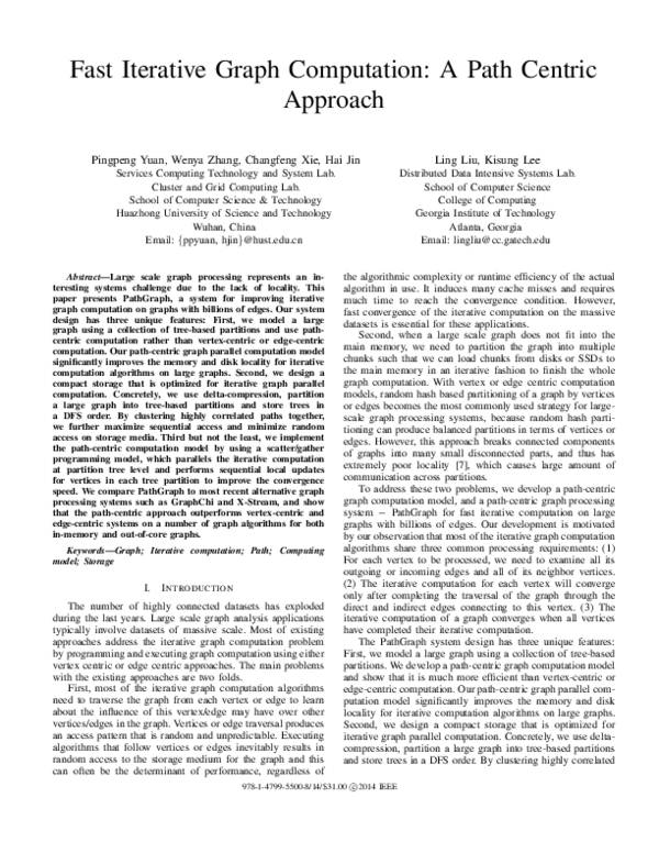(PDF) Fast Iterative Graph Computation: A Path Centric Approach | Changfeng Xie - Academia.edu
