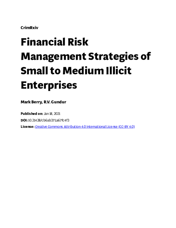 (PDF) Financial Risk Management Strategies of Small to Medium Illicit ...