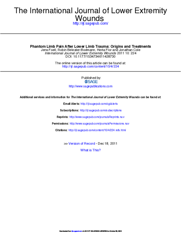 (PDF) Phantom Limb Pain After Lower Limb Trauma
