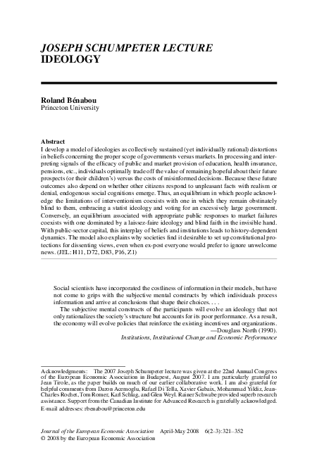 (PDF) Joseph Schumpeter Lecture Ideology