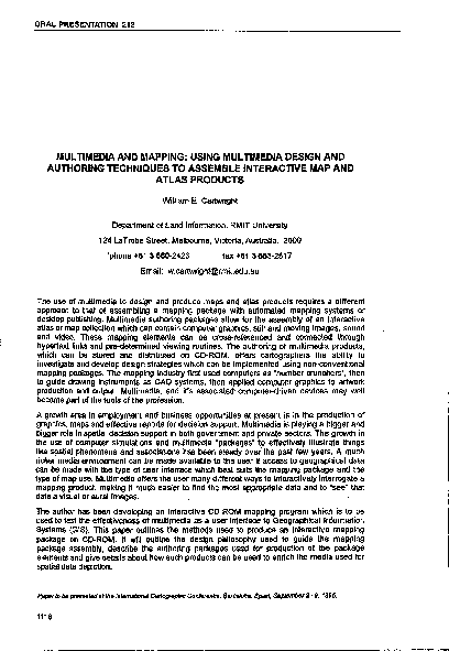 (PDF) I Oral Presentation 212 Multimedia and Mapping: Using Multimedia ...