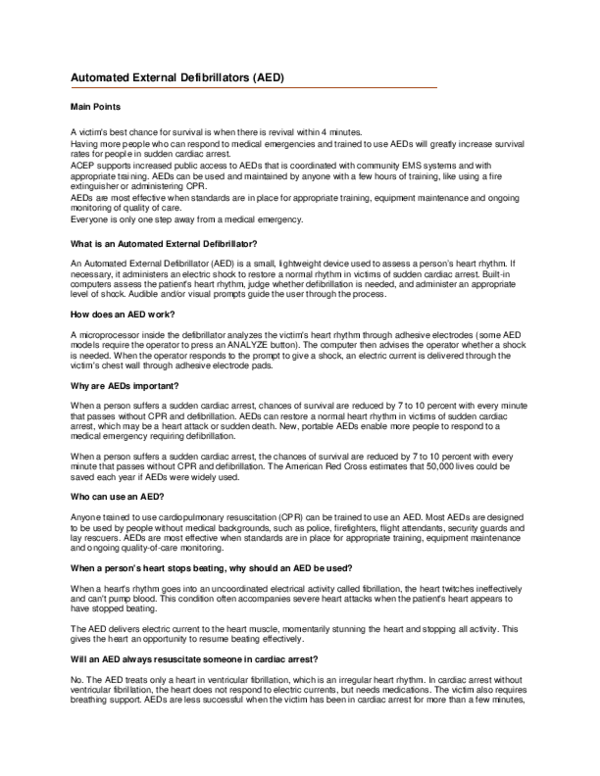 (PDF) Automated External Defibrillators (AED