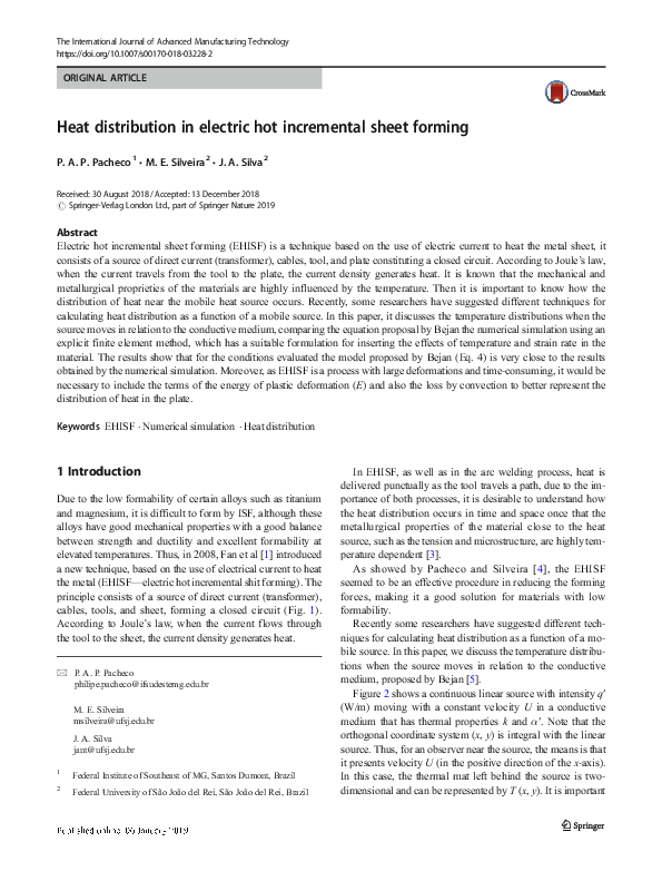 (PDF) Heat distribution in electric hot incremental sheet forming