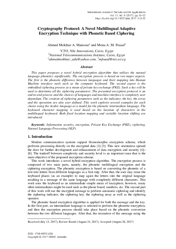 (PDF) Cryptography Protocol: A Novel Multilingual Adaptive Encryption ...