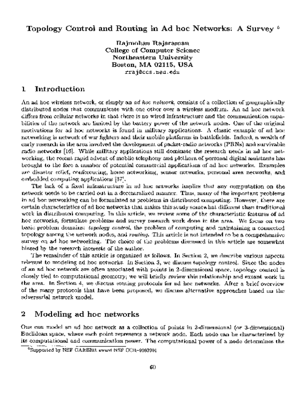 Pdf Topology Control And Routing In Ad Hoc Networks A Survey