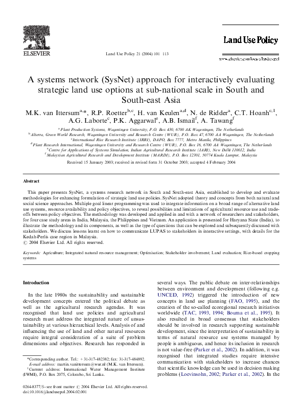 (PDF) A systems network (SysNet) approach for interactively evaluating ...