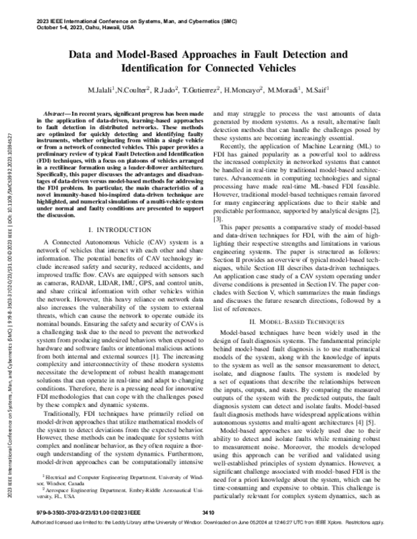 (PDF) Fault Detection in Connected Vehicles: Methods