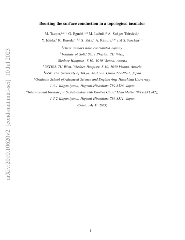 (PDF) Switching on surface conduction in a topological insulator
