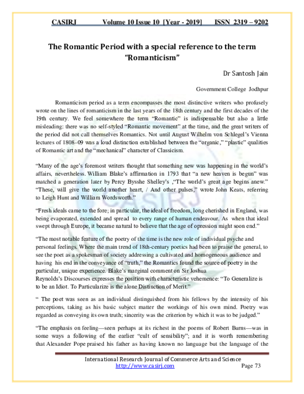 (PDF) The Romantic Period with a special reference to the term ...