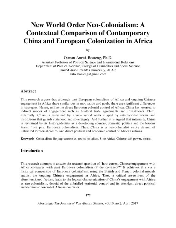 (PDF) New World Order Neo-Colonialism: A Contextual Comparison of ...