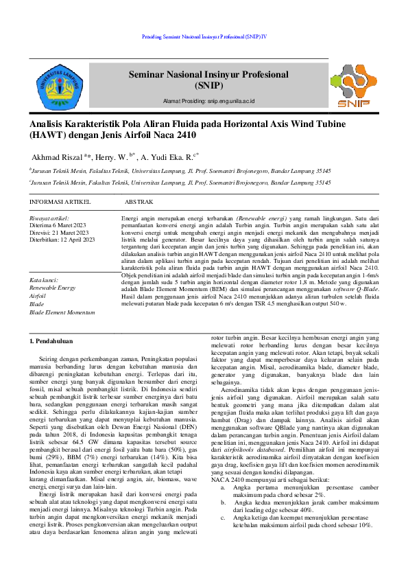 (PDF) Analisis Karakteristik Pola Aliran Fluida pada Horizontal Axis ...