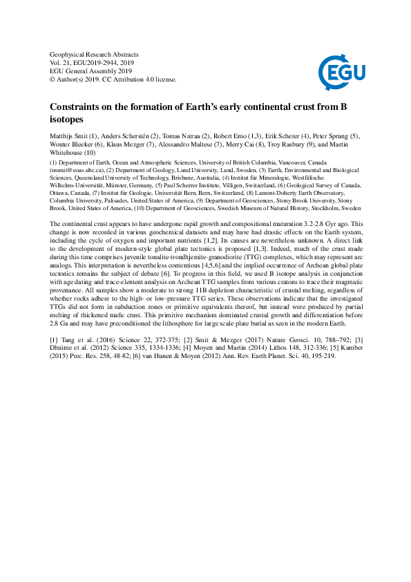(PDF) Constraints on the formation of Earth's early continental crust ...