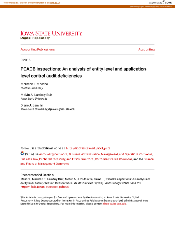 (PDF) PCAOB Inspections: An Analysis of Entity-Level and Application ...