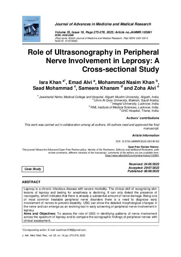 (PDF) Role of Ultrasonography in Peripheral Nerve Involvement in ...
