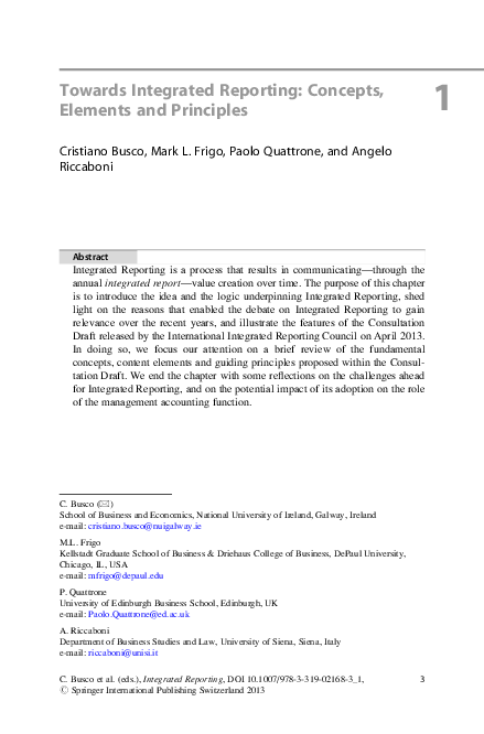 (PDF) Towards Integrated Reporting: Concepts, Elements and Principles