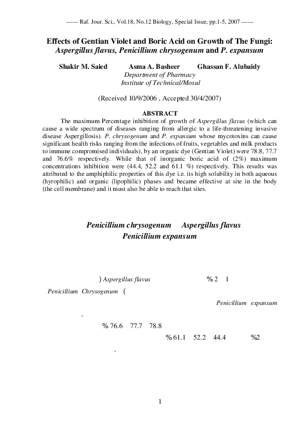 (PDF) Effects of Gentian Violet and Boric Acid on Growth of The Fungi ...