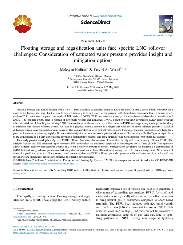 (PDF) Floating storage and regasification units face specific LNG ...