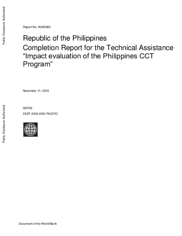 (PDF) Philippines - Completion report for the technical assistance ...