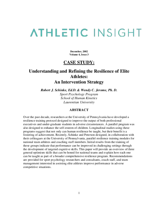 (PDF) CASE STUDY: Understanding and Refining the Resilience of Elite ...