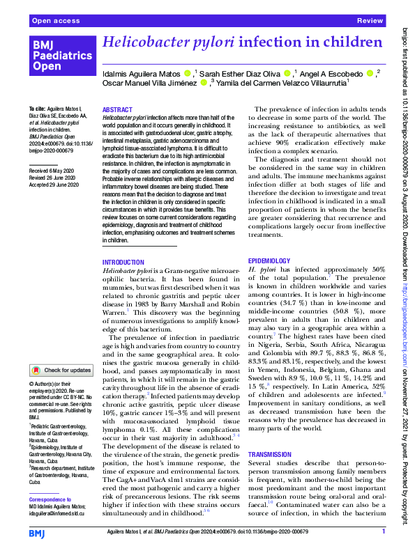 (PDF) Helicobacter pylori infection in children