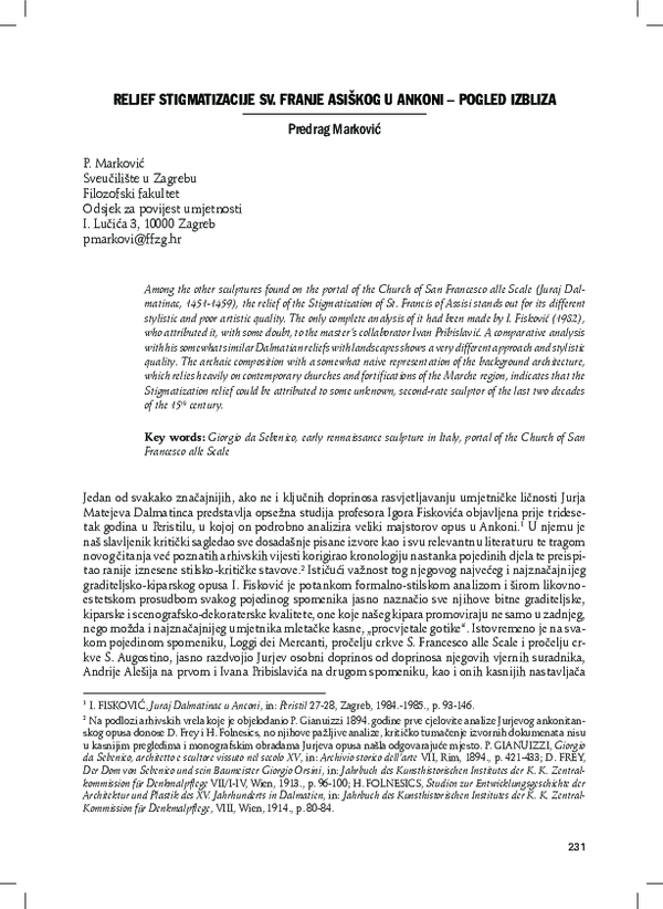 (PDF) The relief of Stimatization of St. Francis from Assisi - the ...