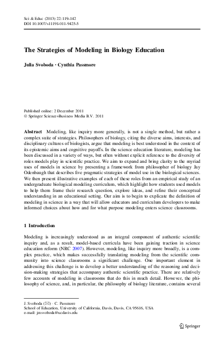 (PDF) The Strategies of Modeling in Biology Education