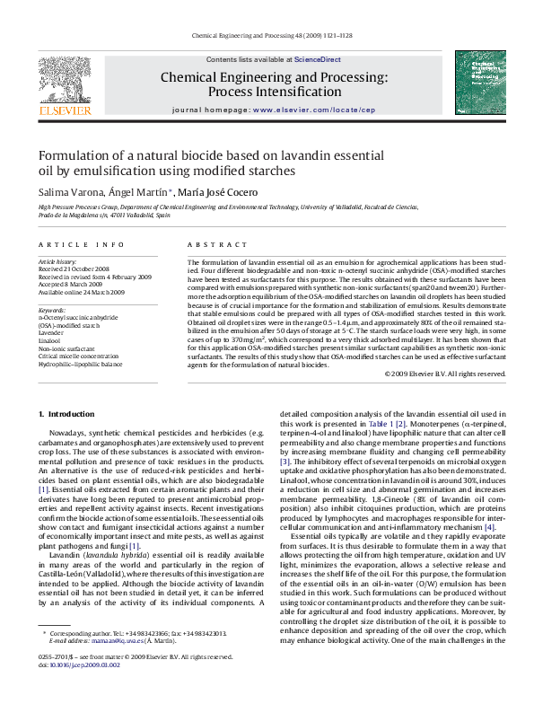 (PDF) Formulation of a natural biocide based on lavandin essential oil ...