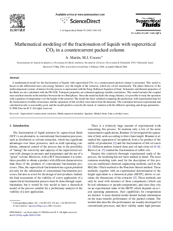 (PDF) Mathematical modeling of the fractionation of liquids with ...