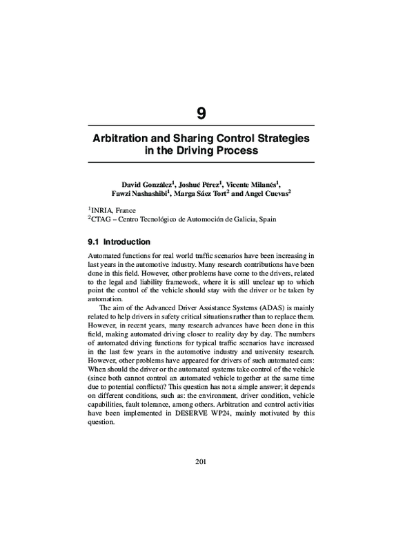 (PDF) Arbitration and Sharing Control Strategies in the Driving Process