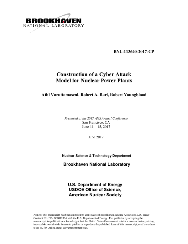 (PDF) Construction of a Cyber Attack Model for Nuclear Power Plants