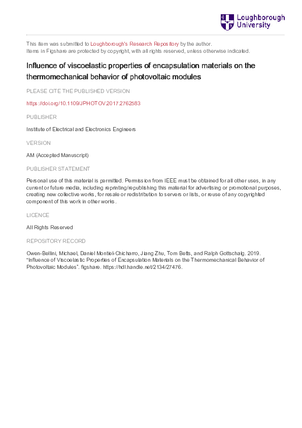 (PDF) Influence of Viscoelastic Properties of Encapsulation Materials ...