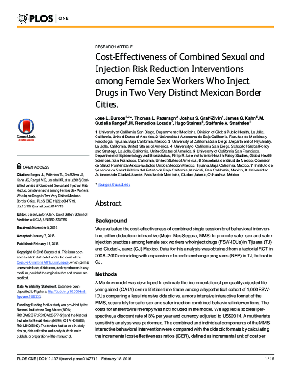Pdf Cost Effectiveness Of Combined Sexual And Injection Risk Reduction Interventions Among