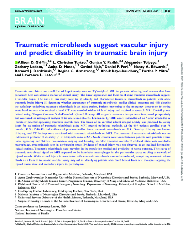 (PDF) Traumatic microbleeds suggest vascular injury and predict ...