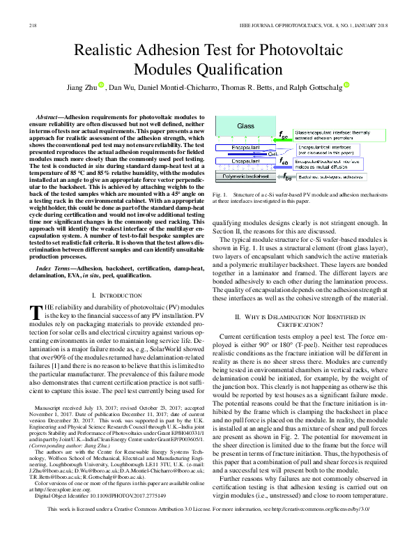(PDF) Realistic Adhesion Test for Photovoltaic Modules Qualification