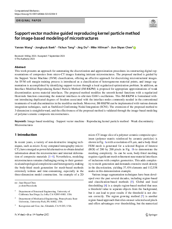 (PDF) Support vector machine guided reproducing kernel particle method for image-based modeling ...