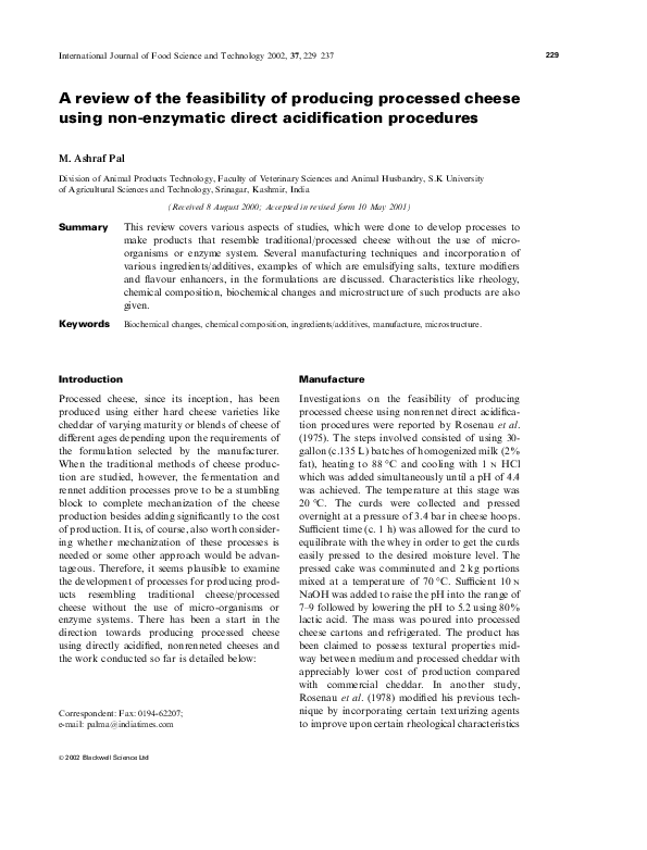 (PDF) A review of the feasibility of producing processed cheese using ...