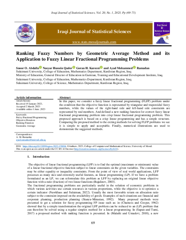 (PDF) Iraqi Journal of Statistical Sciences
