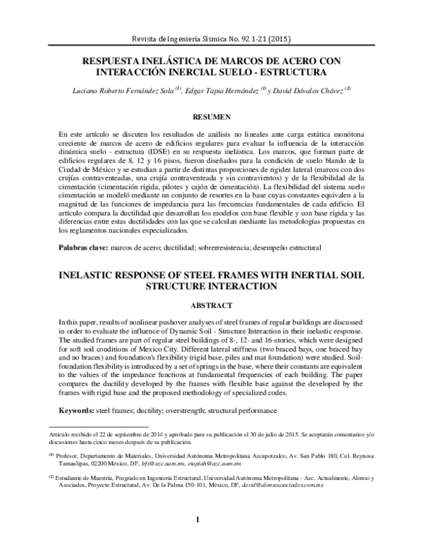 (PDF) Inelastic response of steel frames with inertial soil structure ...
