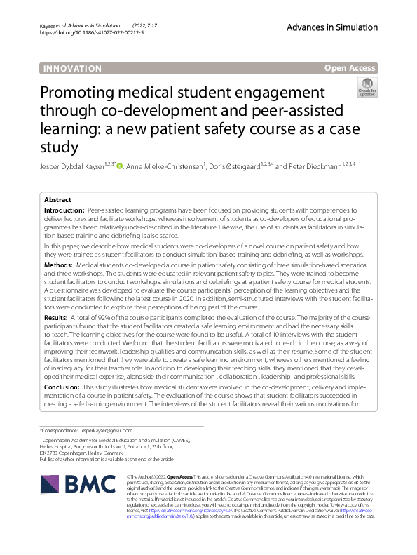 (PDF) Promoting medical student engagement through co-development and ...