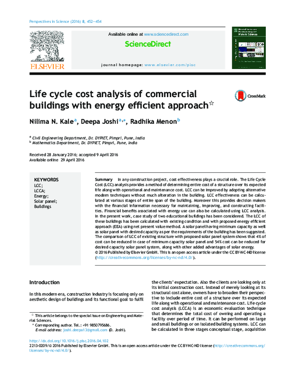 (PDF) Life cycle cost analysis of commercial buildings with energy efficient approach