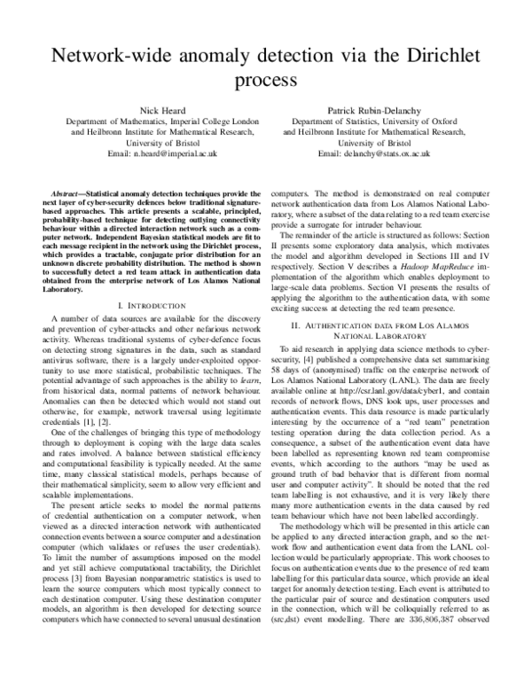 (PDF) Network-wide anomaly detection via the Dirichlet process