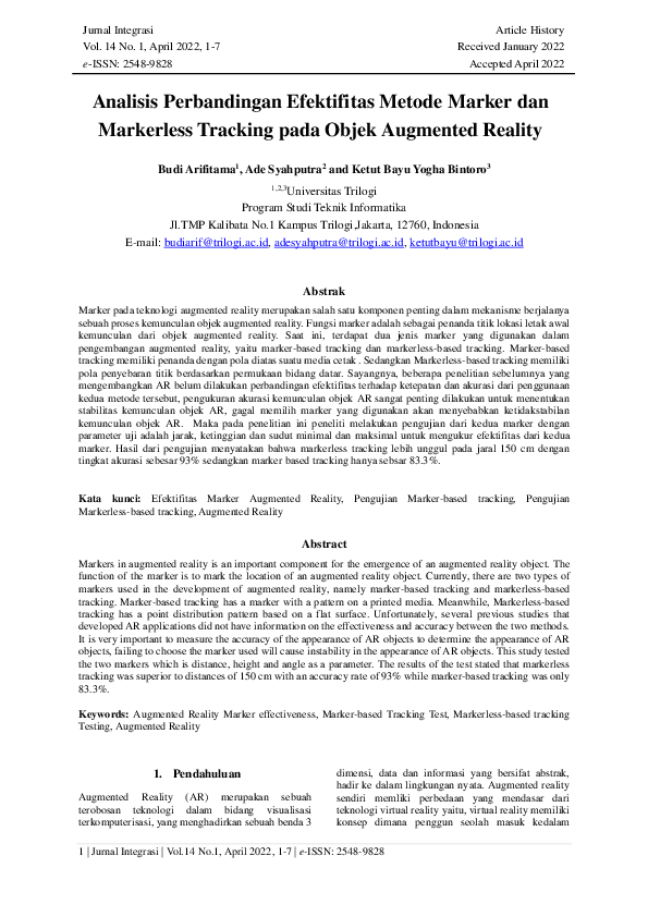 (PDF) Analisis Perbandingan Efektifitas Metode Marker dan Markerless ...