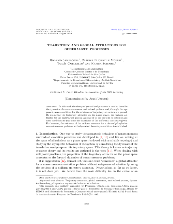 (PDF) Trajectory and global attractors for generalized processes