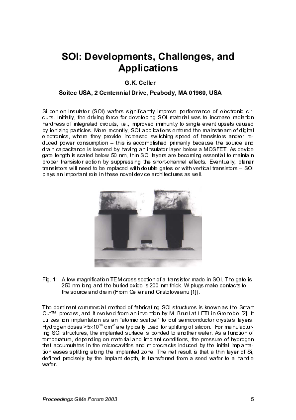 (PDF) SOI: Developments, Challenges, and Applications