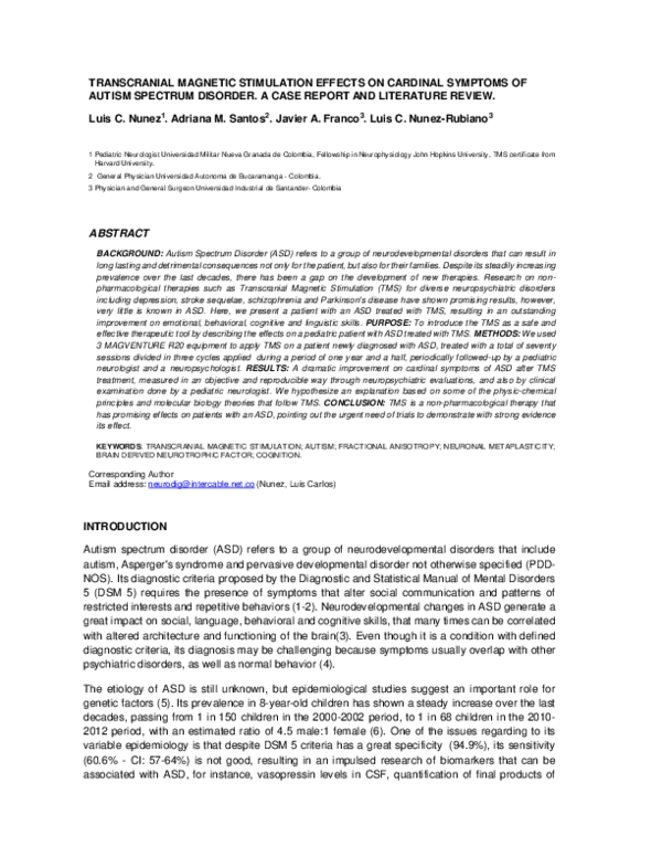 (PDF) TRANSCRANIAL MAGNETIC STIMULATION EFFECTS ON CARDINAL SYMPTOMS OF ...