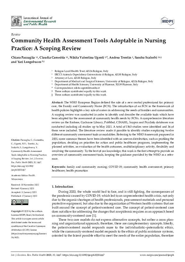 (PDF) Community Health Assessment Tools Adoptable in Nursing Practice ...