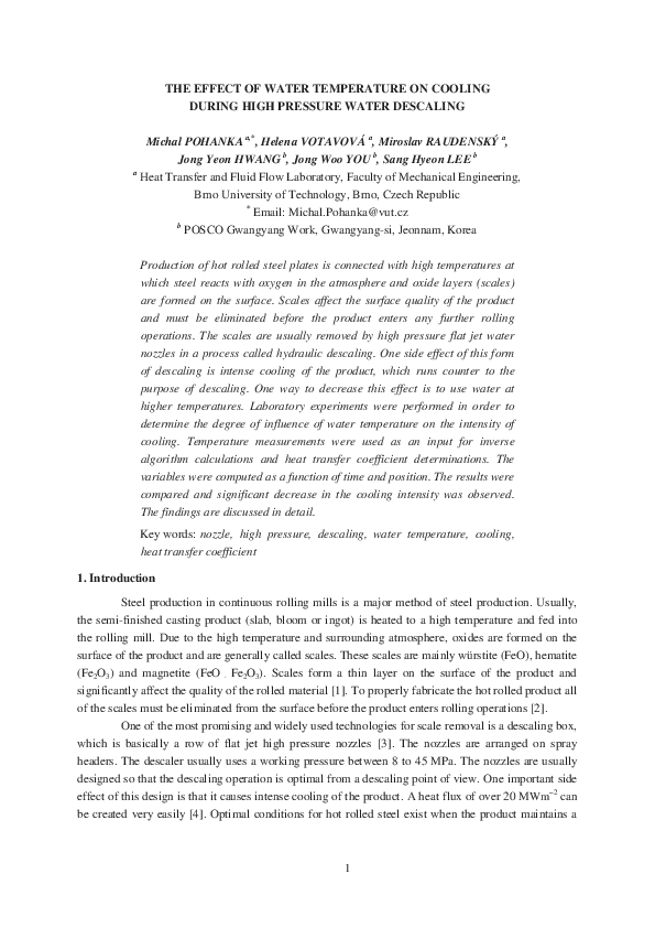(PDF) The effect of water temperature on cooling during high pressure ...