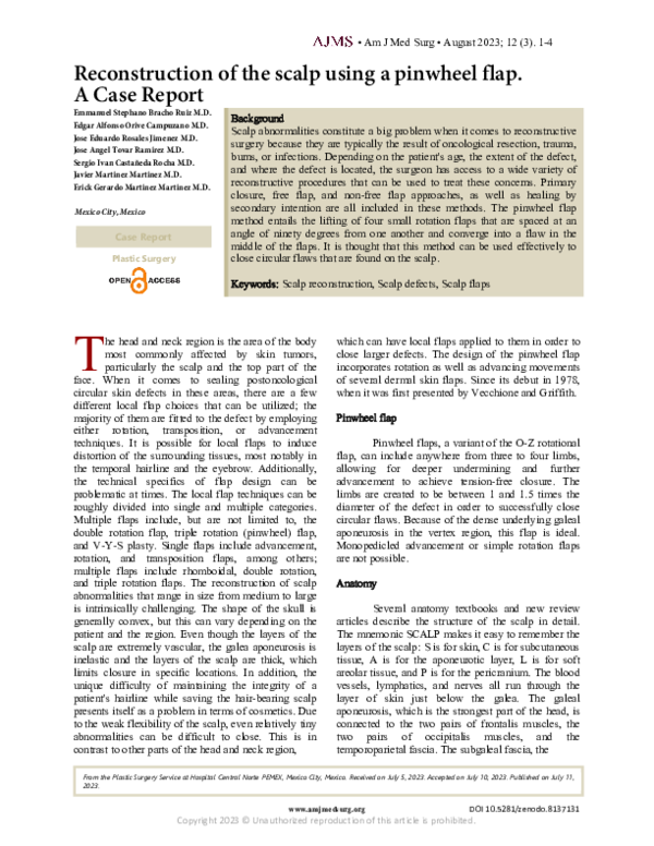 (PDF) Reconstruction of the scalp using a pinweel flap. A case report
