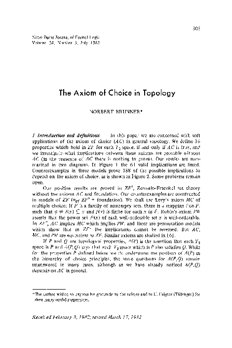 (PDF) The axiom of choice in topology