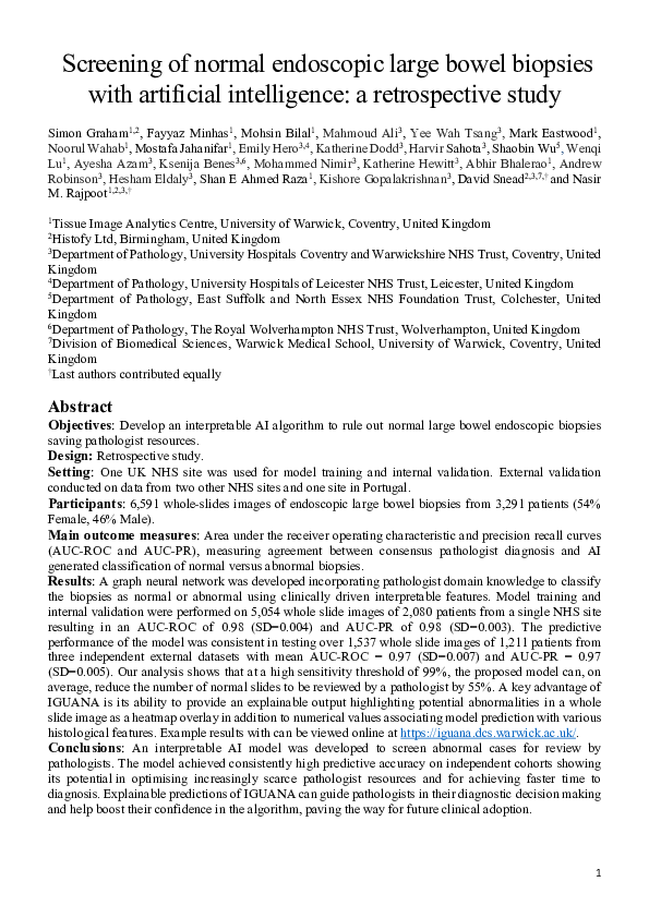(PDF) Screening of normal endoscopic large bowel biopsies with ...
